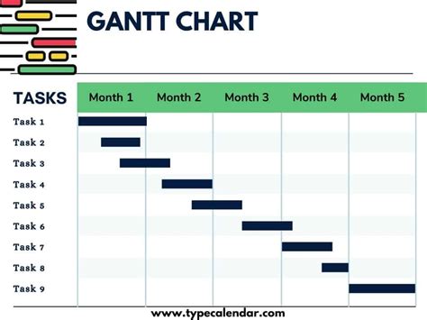 Free Printable Gantt Chart Templates Excel Word PDF Monthly Maker