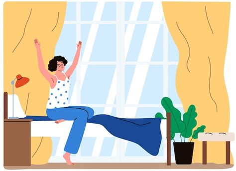 Jeune Femme Se Réveiller En S étirant Sur Le Lit Routine Quotidienne De