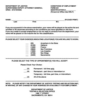 Fillable Online Ag Ca Supervising Deputy Attorney General Training