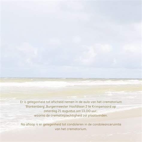 Mooie Rouw Of Bedankkaart Met Strand Lucht En Kaartje2go