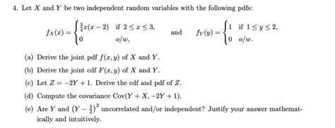 solved 4 let x and y be two independent random variables