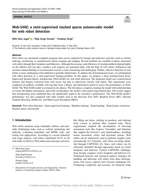 web s4ae a semi supervised stacked sparse autoencoder model for web robot detection request pdf