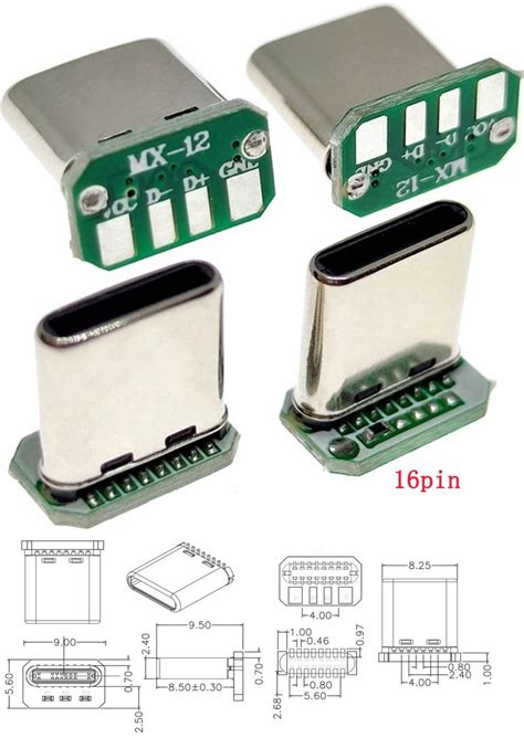 Conector USB C Hembra Smd 4 Pin Vertical