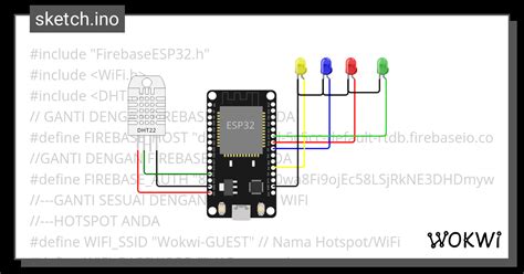 monitoring dht22 dan 4 led wokwi esp32 stm32 arduino simulator