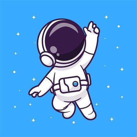 Lindo Astronauta Flotando En El Espacio Dibujos Animados Vector Icono