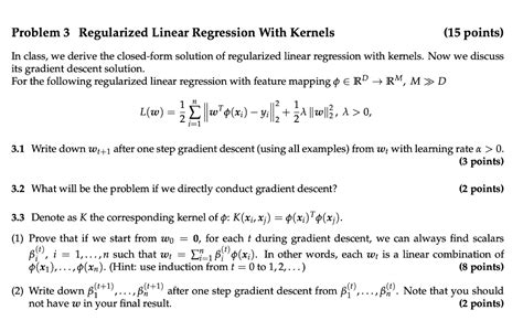 solved problem 3 regularized linear regression with kernels