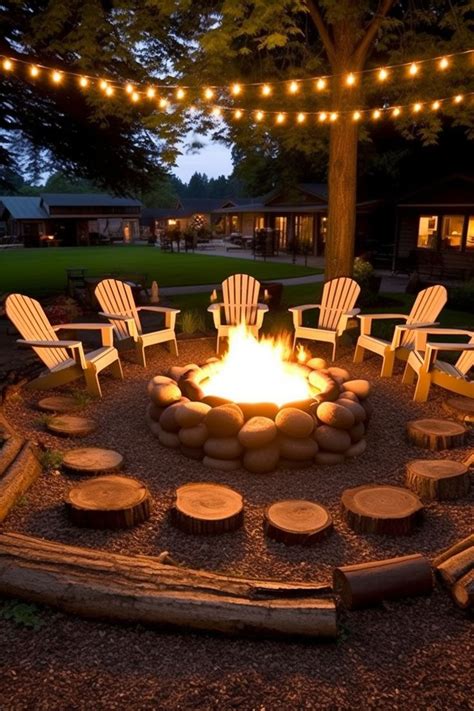 An Outdoor Fire Pit With Chairs Around It