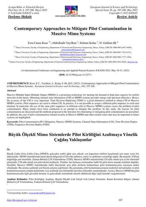 pdf contemporary approaches to mitigate pilot contamination in massive mimo systems