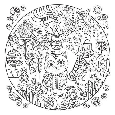 Dibujo De Garabatos Para Colorear Elegantes Gratis Esquema Bosquejo