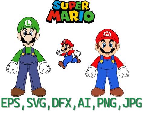 Super Mario SVG DXF EPS Png Illustrator Mario And Luigi Clipart Mario