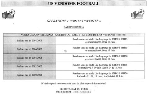 Actualité Journées Portes Ouvertes club Football US Vendôme