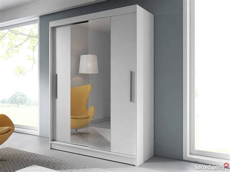 Biała szafa z lustrem 150 cm przesuwna wyprzedaż promocja Warszawa