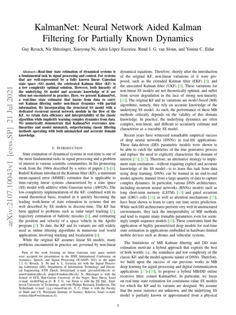kalmannet neural network aided kalman pdf kalman filter deep learning