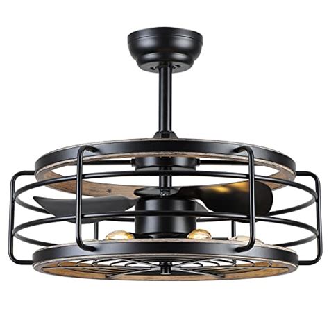 Dannilong Rustic Caged Ceiling Fans With Lights Enclosed Bladeless