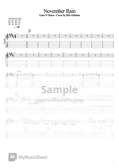 Guns N Roses November Rain Tab 1staff By Kfir Ochaion