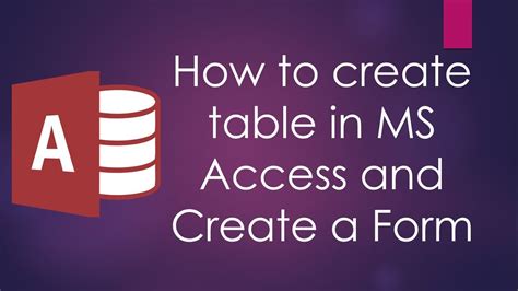how to create ms access database and table session 1 youtube