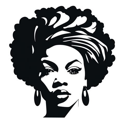 Um Desenho Em Preto E Branco De Uma Mulher Cabelo Preto E Brincos