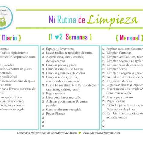 Rutina De Limpieza Para El Hogar Home Cleaning Checklist Programa De