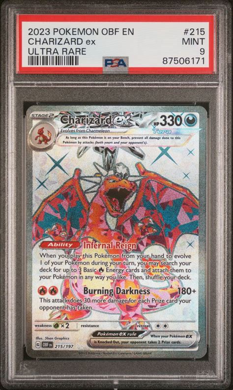 2023 POKEMON OBF EN OBSIDIAN FLAMES CHARIZARD EX ULTRA RARE PSA 9 215
