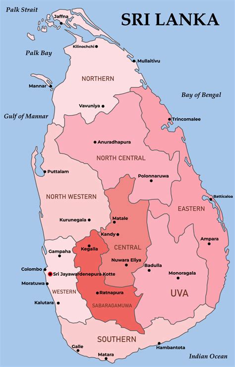 Detailed Map Of Sri Lanka 21826544 Vector Art At Vecteezy