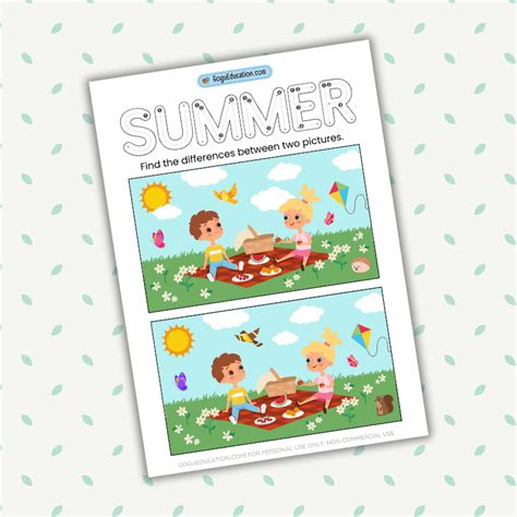 Find The Differences Worksheet Picnic Gogu Education