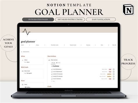 Notion Goal Planner Template Notion Goal Planner Digital Goal