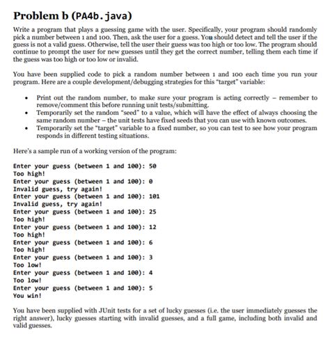 solved problem b pa4b java write a program that plays a