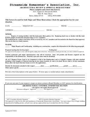 Fillable Online Architectural Review Request Form Streamside FOCO HOA