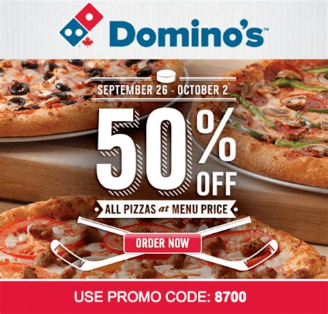 Dominos Pizza Canada Offers Save 50 Off All Pizza Canadian