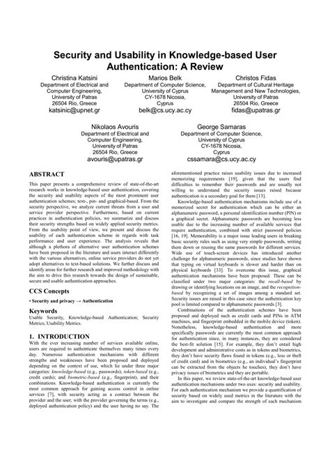 pdf security and usability in knowledge based user authentication a review