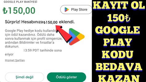 KAYIT OL BEDAVA 150 GOOGLE PLAY KODU KAZAN GERÇEK ÖDEME VERİYOR
