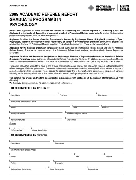 Fillable Online Vu Edu Academic Referee Report Graduate