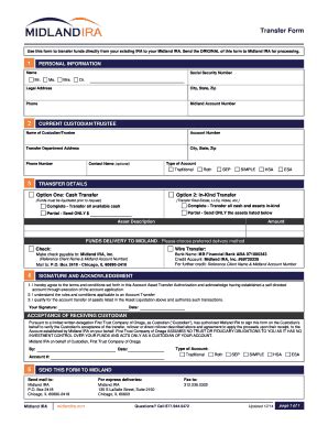 Fillable Online Transfer Form Midland Ira Fax Email Print Pdffiller