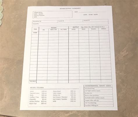Intake And Output Sheet