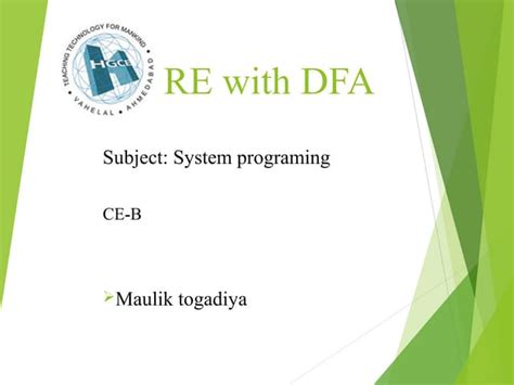 regular expression with dfa ppt