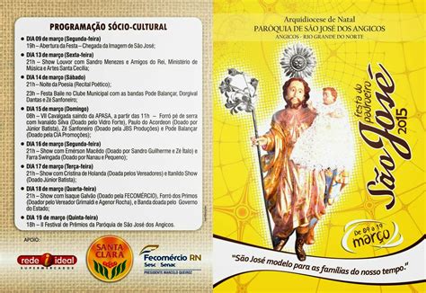 Definida programação oficial dos festejos alusivo ao padroeiro São José