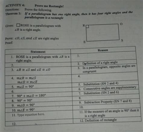 solved activity 4 prove me rectangle directions prove the following theorem 1 if a p