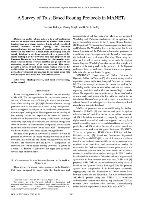 pdf a survey of trust based routing protocols in manets
