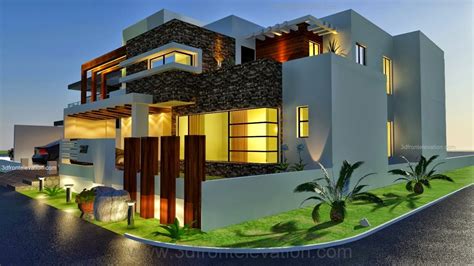 1 Kanal Modern Contemporary Design 3D Front Elevation Sukh Chayn