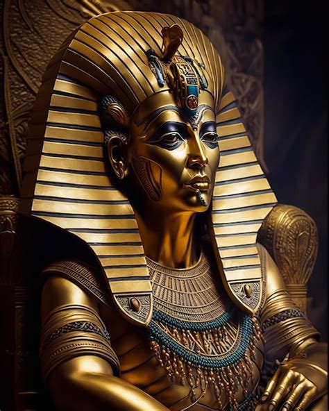 Una estatua de la reina de la diosa egipcia del faraón con máscara
