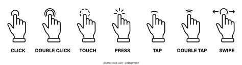 Computer Mouse Pointer Finger Line Icon Stock Vector Royalty Free