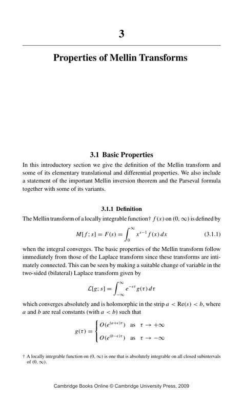 properties of mellin transforms chapter 3 asymptotics and mellin barnes integrals