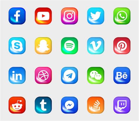 Conjunto De Iconos Modernos De Redes Sociales Vector Premium