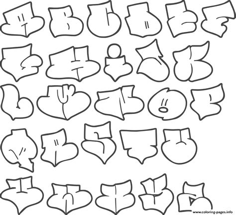Graffiti Alphabet Style Bubble Letters Coloring Page Printable