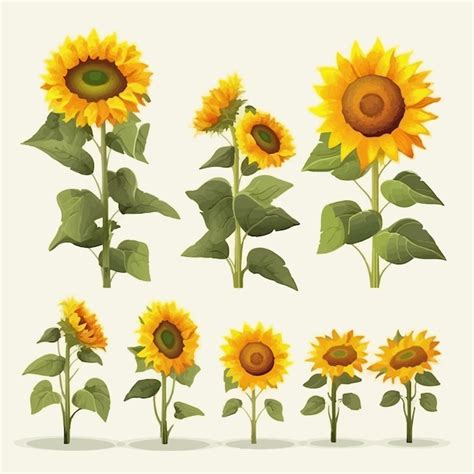 Paquete de vectores con una variedad de elementos gráficos de girasol