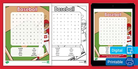 Baseball Word Search For K 2nd Grade L Enseignant A Fait