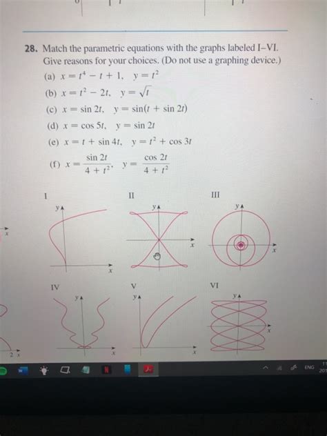 solved 28 match the parametric equations with the graphs