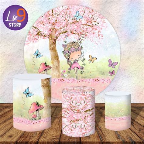 Kit Painel Redondo Sublimado Jardim Encantado 1 50M Trio Capas De