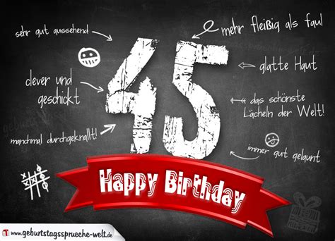 Komplimente Geburtstagskarte Zum 45 Geburtstag Happy Birthday