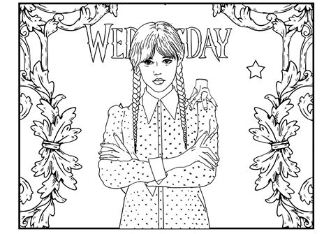 Joli coloriage avec Mercredi Addams Coloriages de Mercredi à imprimer